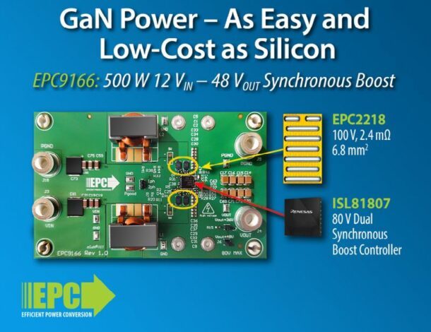 EPC lance un convertisseur élévateur de tension 12V/48V de 500 W à base ...